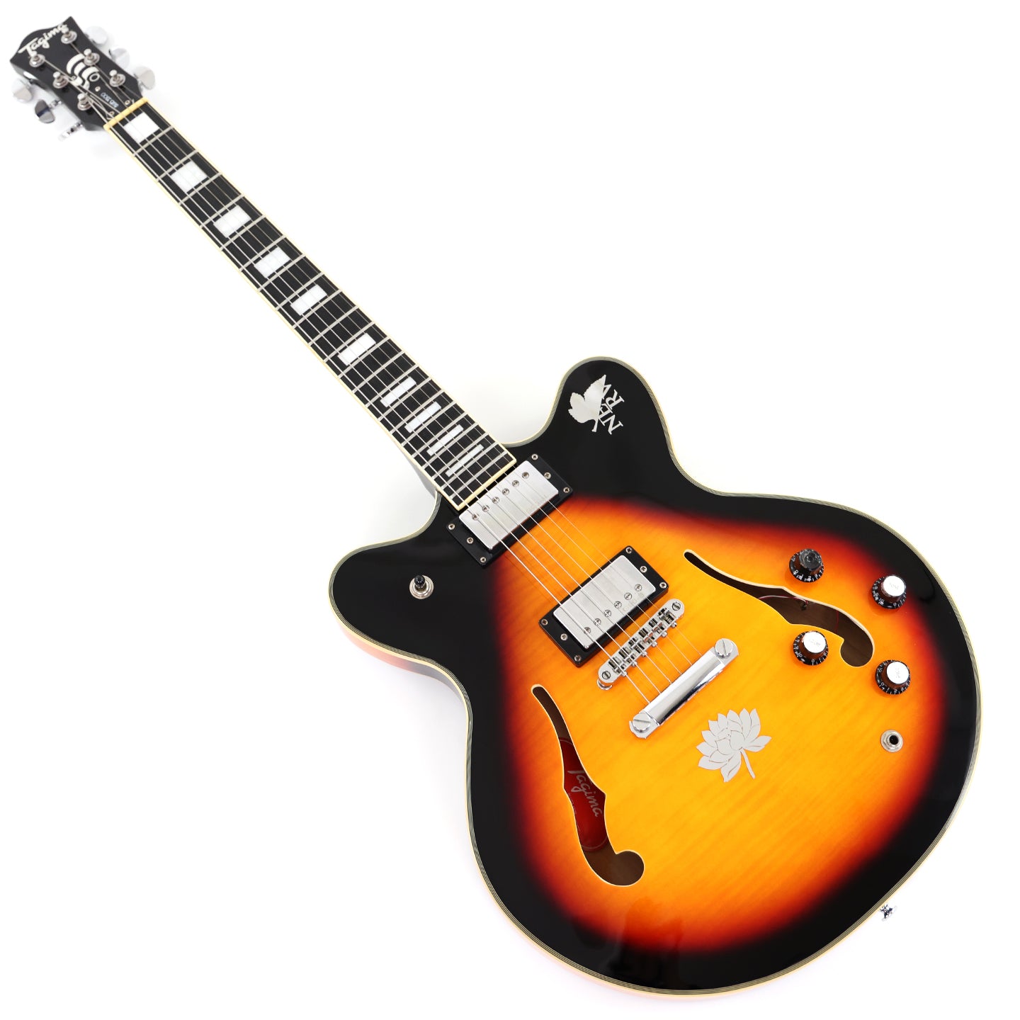 ES-Style Semi-Hollow Body Electric Guitar with Gloss Sunburst Finish ...