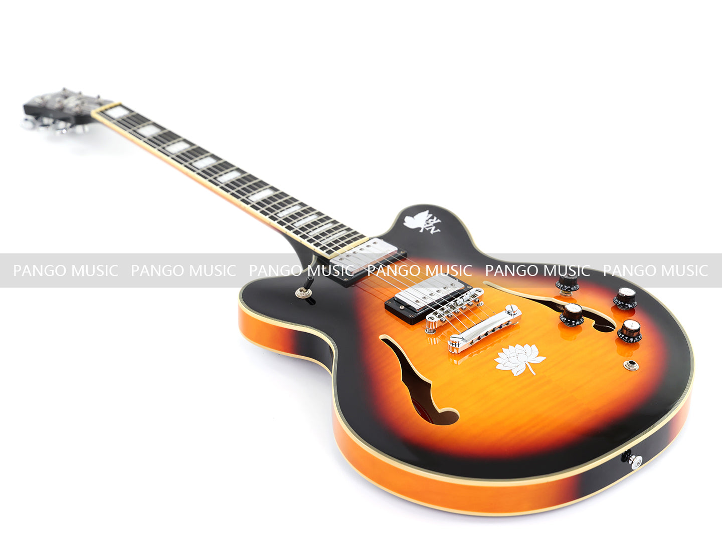 ES-Style Semi-Hollow Body Electric Guitar with Gloss Sunburst Finish ...
