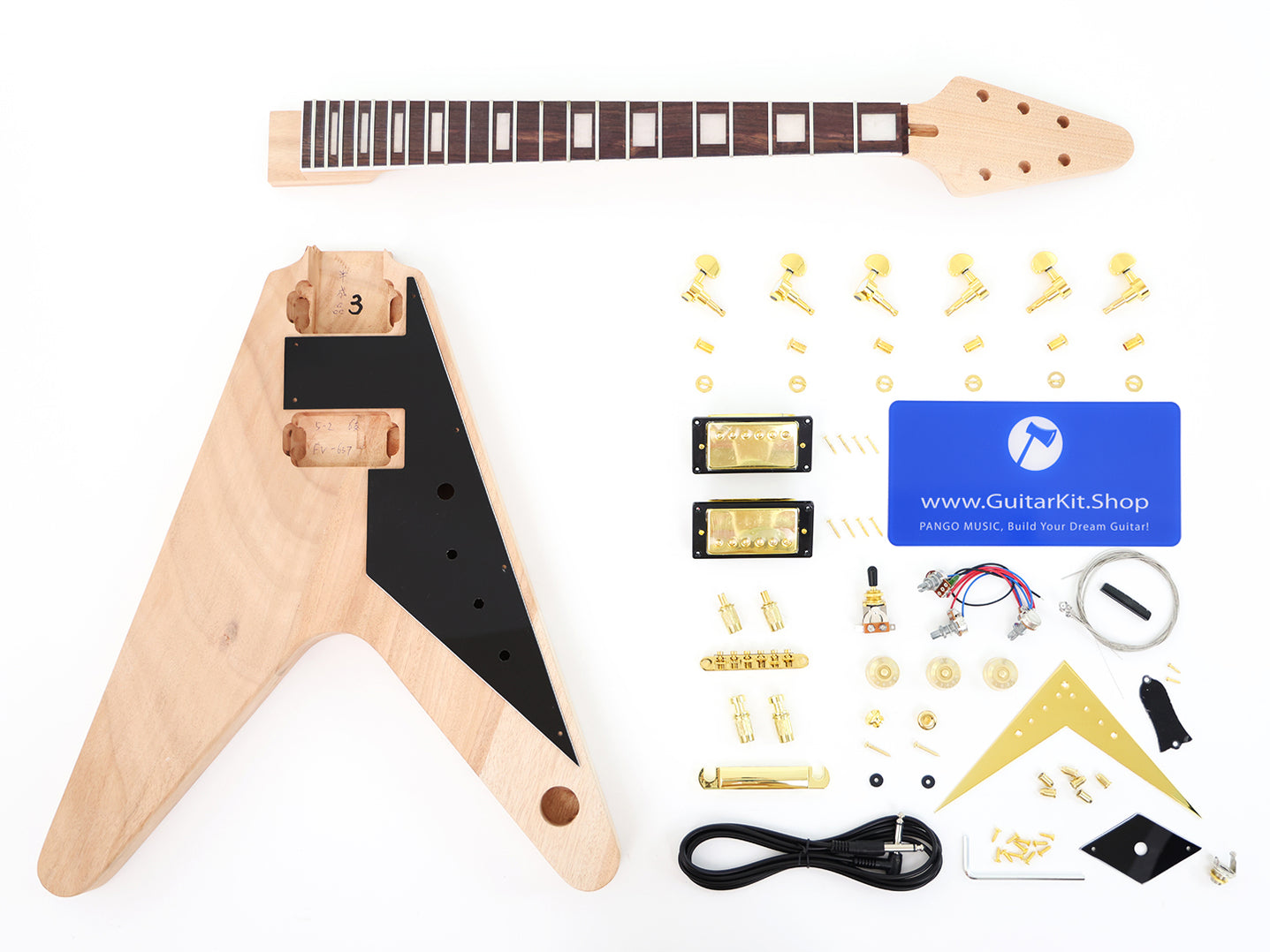 Flying V Style DIY Electric Guitar Kit (PFV-637X) — Guitar Kit Shop