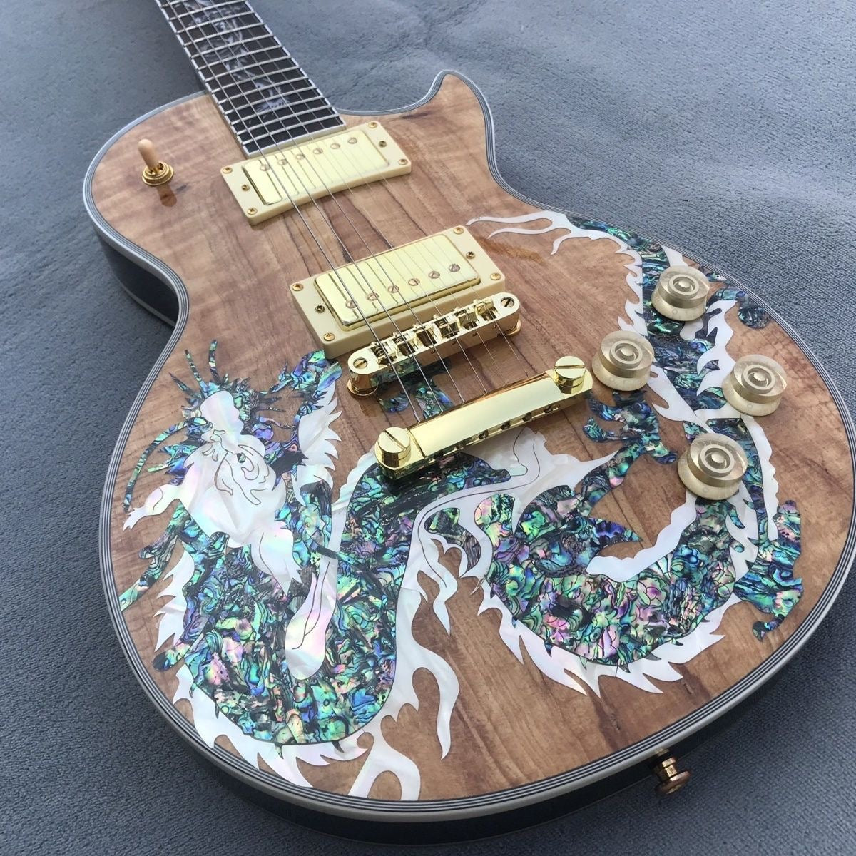 Custom Design LP Style Electric Guitar with Loong Shell Inlay (LOONG-0 ...