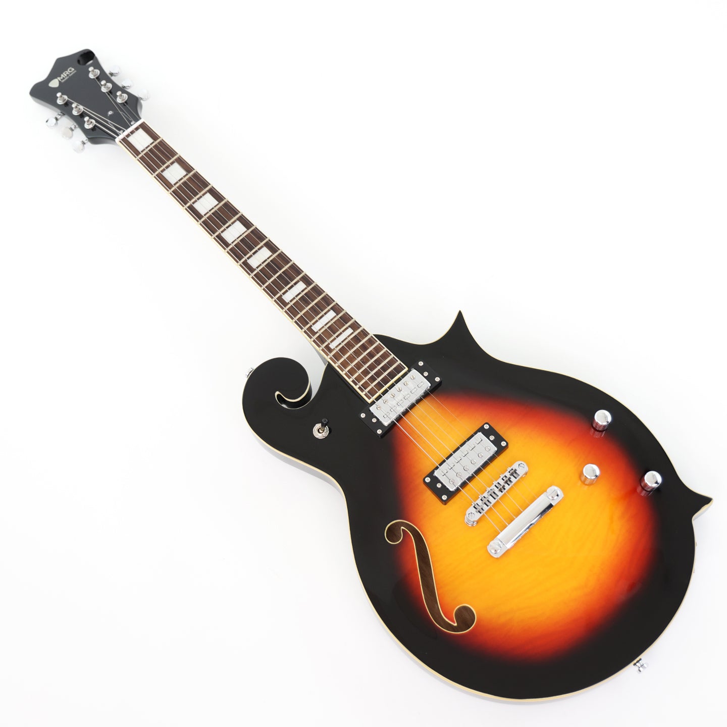 Mandolin Style Semi-Hollow Body Electric Guitar with Gloss Sunburst Fi ...