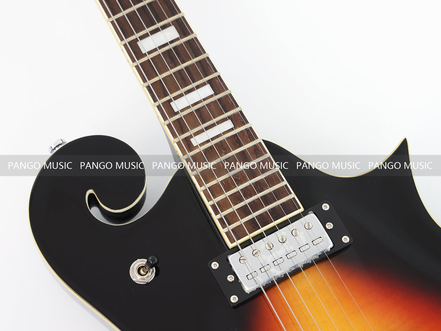 Mandolin Style Semi-Hollow Body Electric Guitar with Gloss Sunburst Fi ...