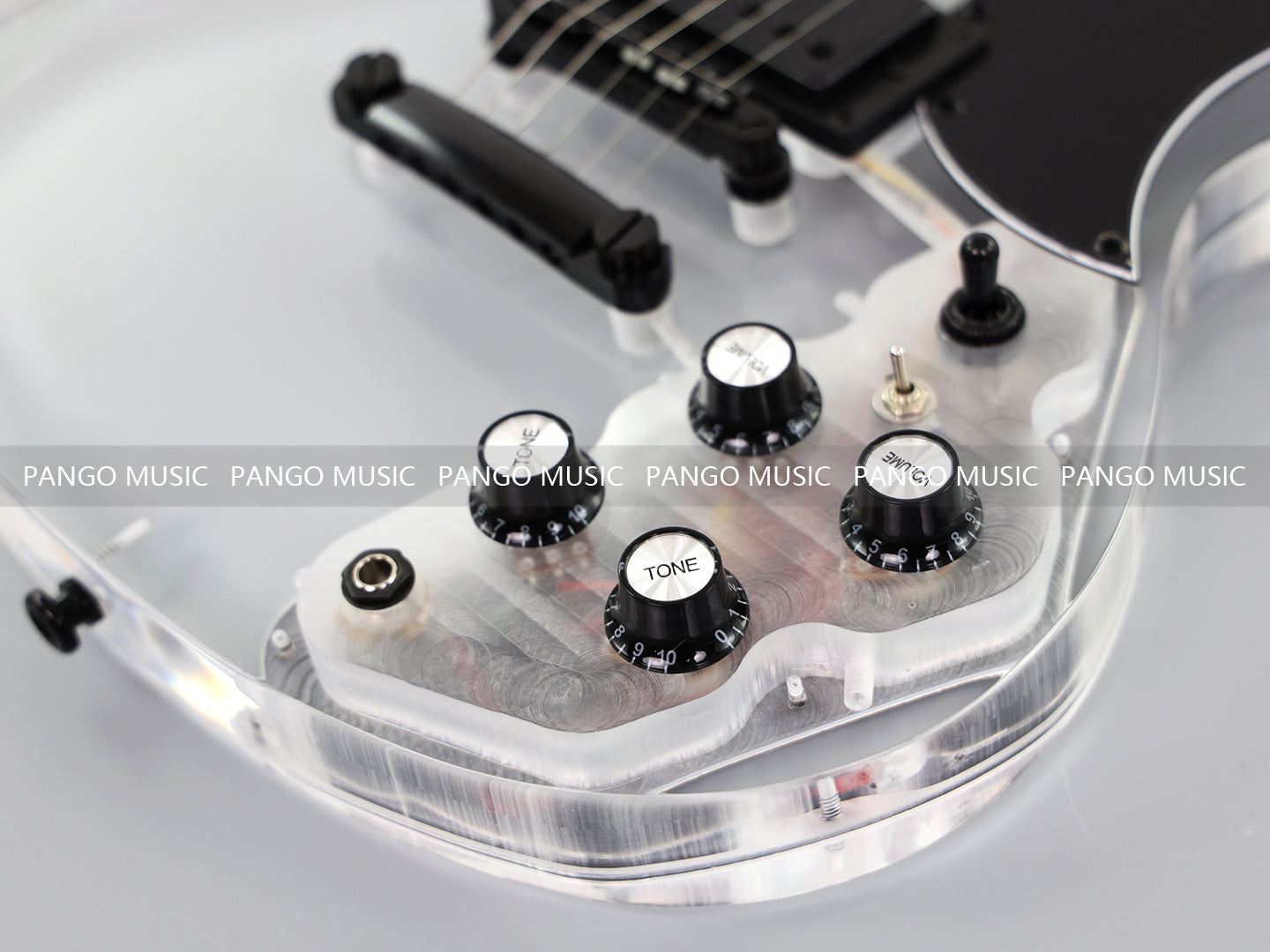 SG Style Transparent Acrylic-Bodied Electric Guitar with Blue LED Ligh ...