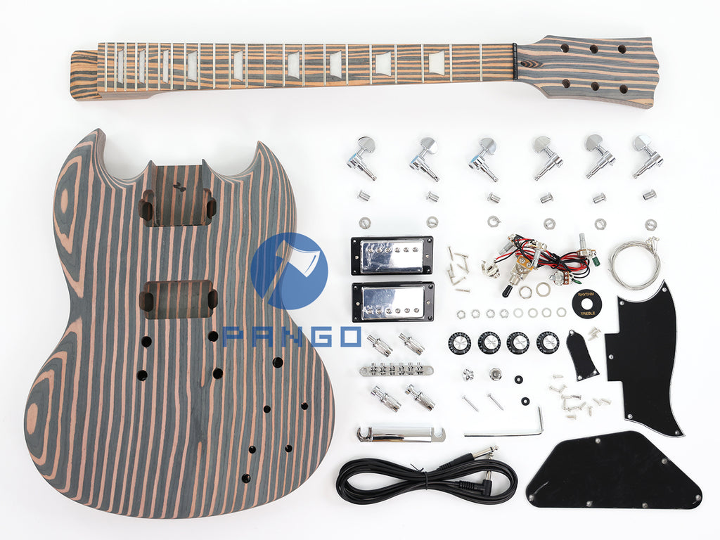 Zebrawood style DIY Electric Guitar Kit — Guitar Kit Shop
