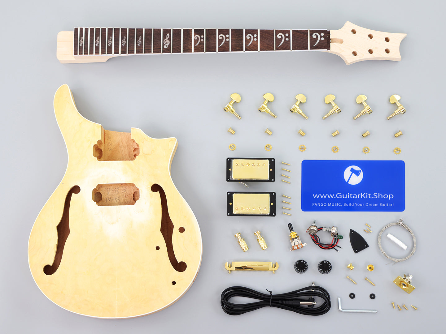 Semi Hollow Body DIY Electric Guitar Kit (PTM-161) — Guitar Kit Shop