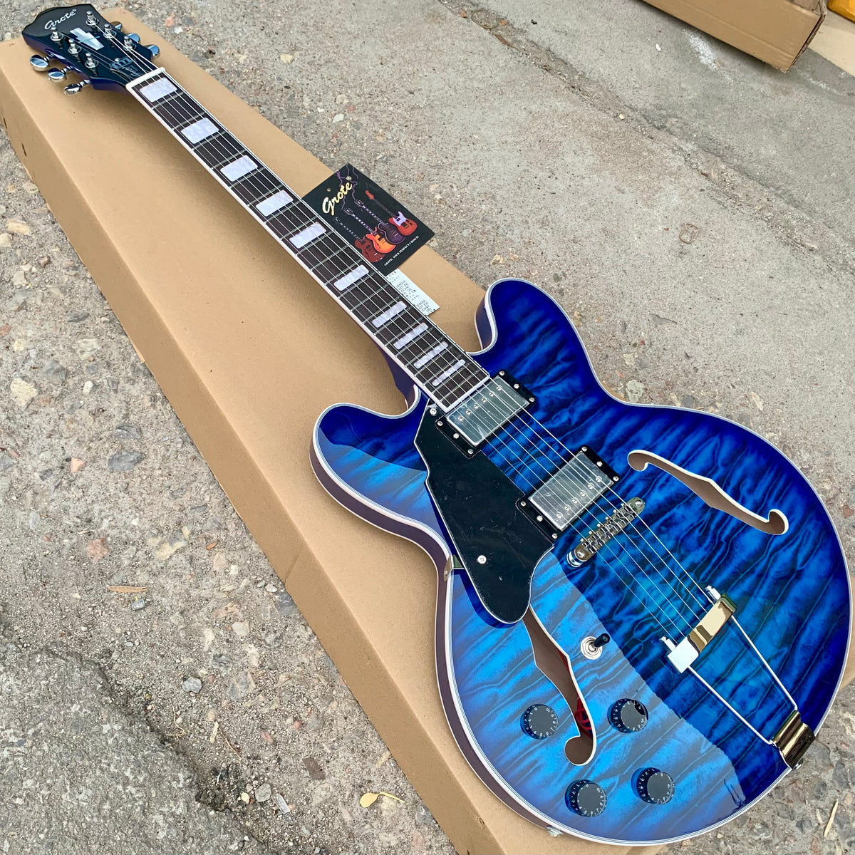 PANGO Music Semi Hollow Electric Guitar with Quilted Maple Top (YMZ-15 ...