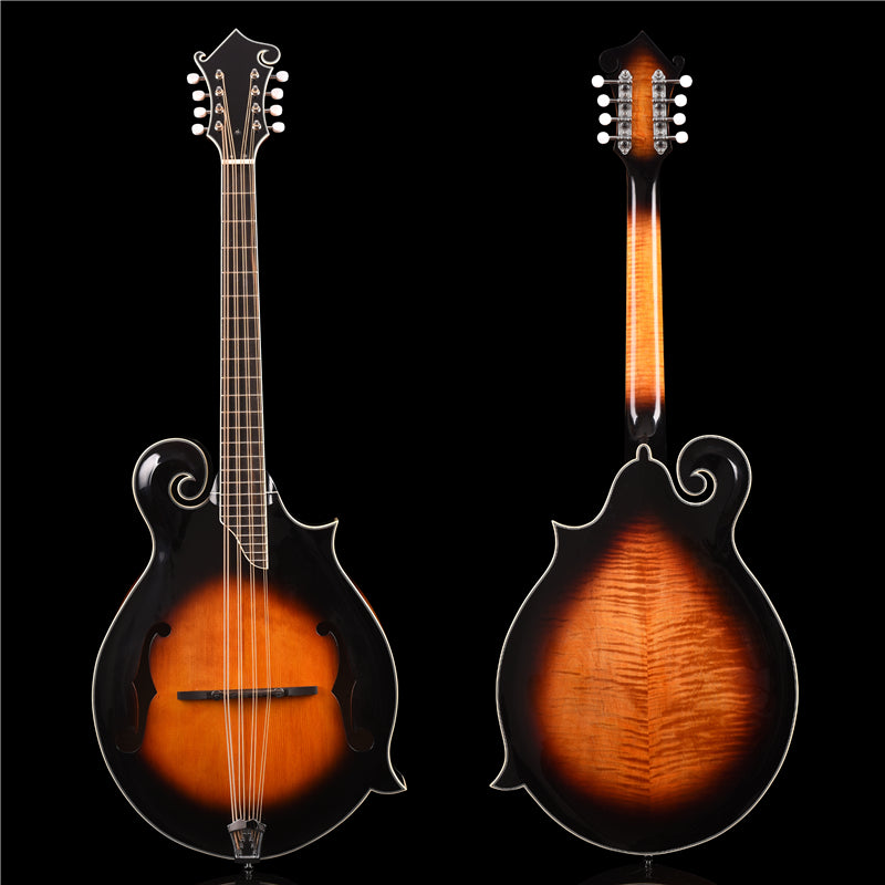 Handcrafted All-Solid Wood Gloss Sunburst Octave Mandolin (PMD-824 ...