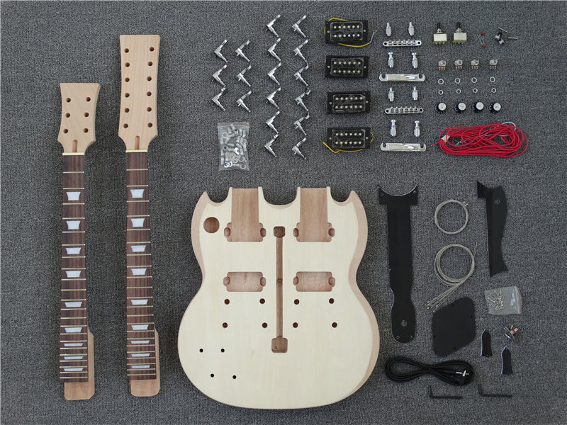 SG Style Left-Hand Double Neck DIY Electric Guitar Kit (PSG-100 ...